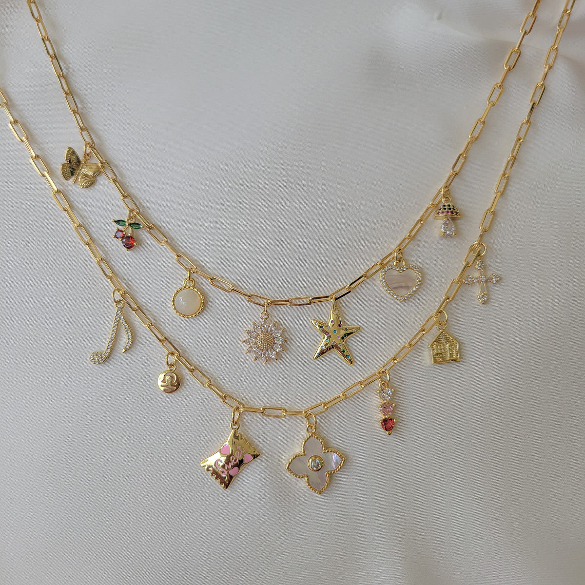 Custom Gold Charm Necklace. Build Your Own Multi Charm Necklace ...