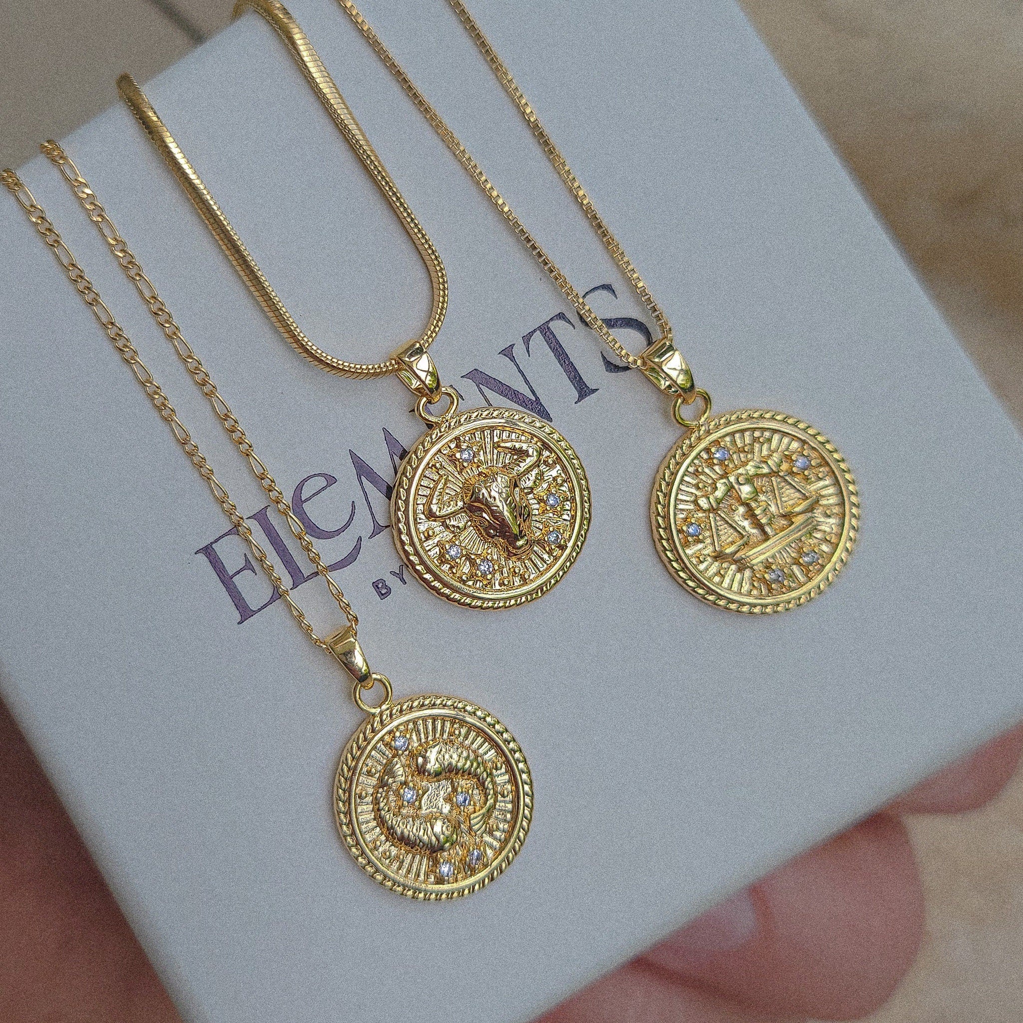 Gold Zodiac Necklace. Gold Filled Jewelry Capricorn Figaro